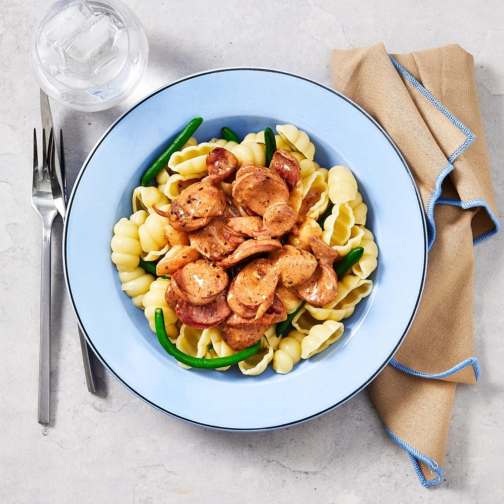 Pasta med kryddig korvgryta | Recept ICA.se