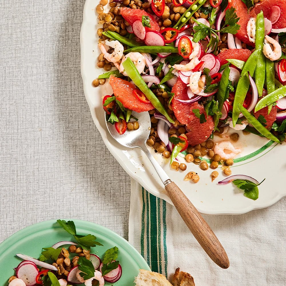 Lins- och räksallad med grapefrukt, chili och persilja | Recept ICA.se