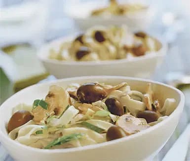 Pasta med champinjon- och purjosås | Recept ICA.se