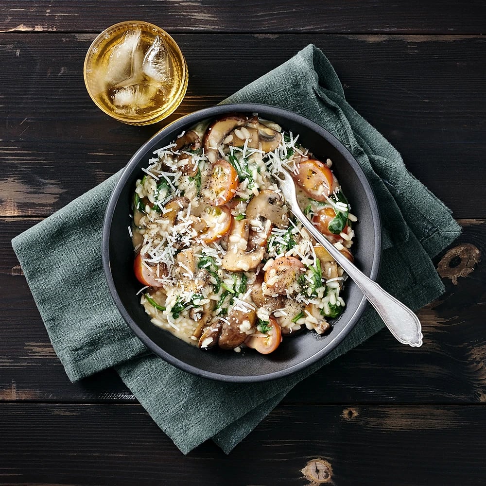 Risotto med svamp, spenat och tomater | Recept ICA.se