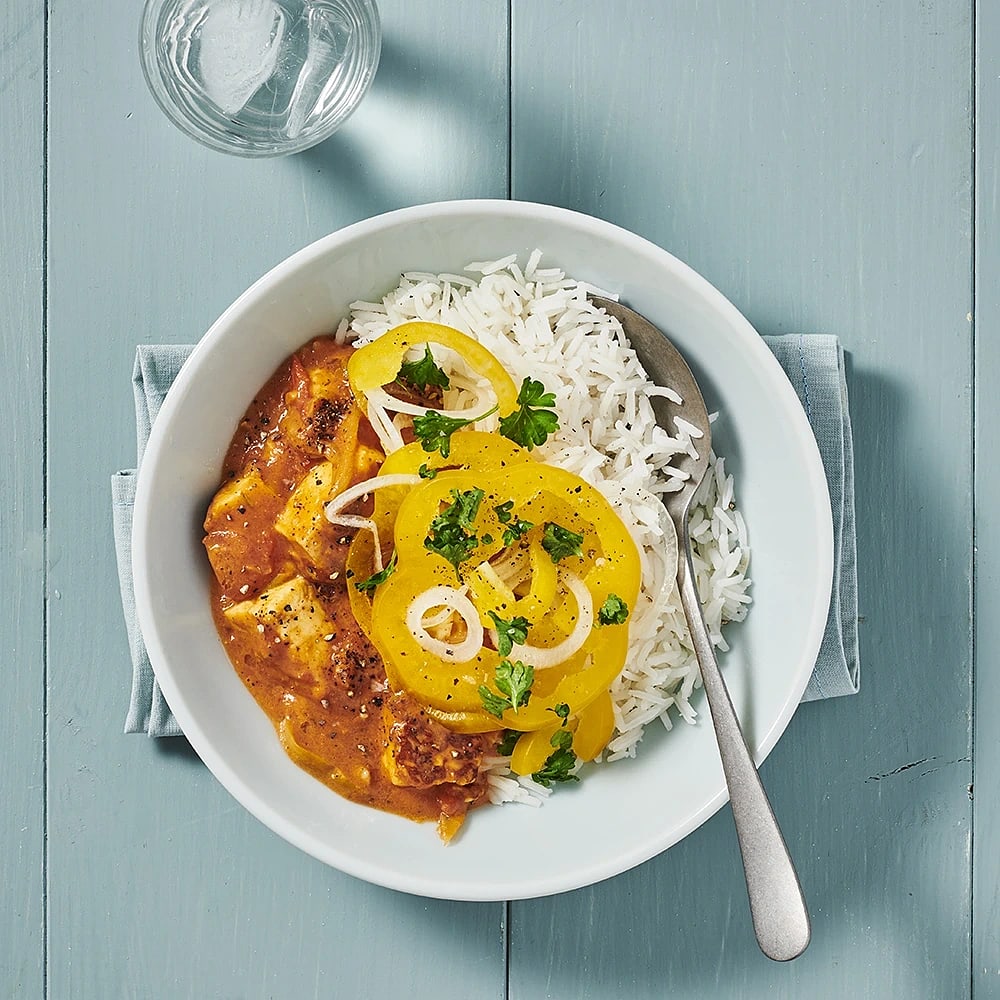 Halloumitikka masala med paprikasallad | Recept ICA.se