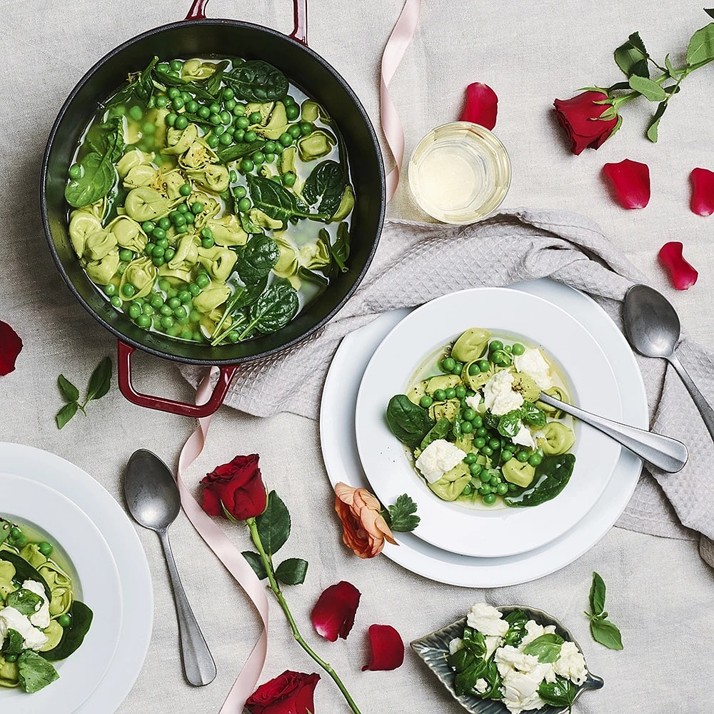 Fylld pasta med ärtor och mozzarella | Recept ICA.se