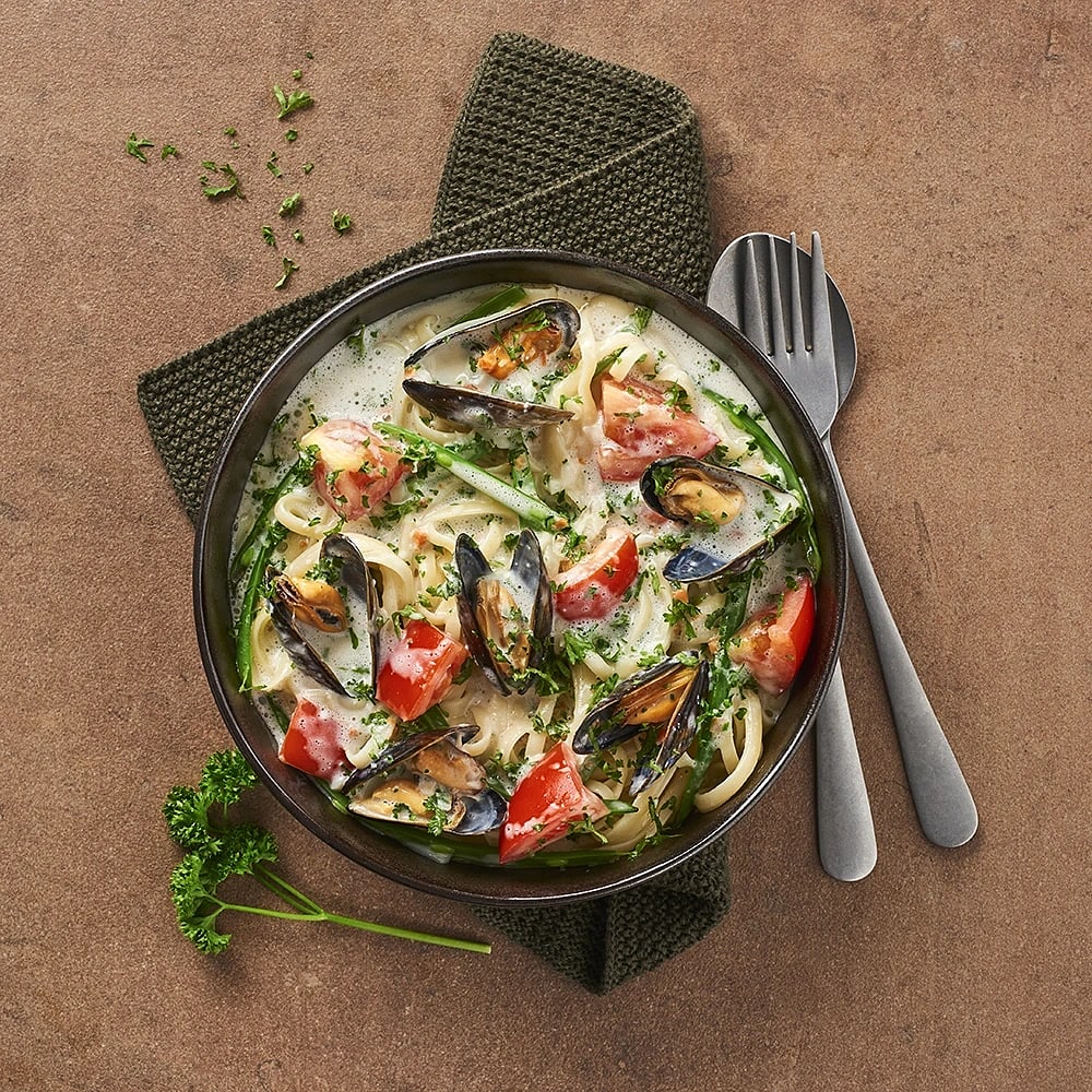 Musselpasta med bönor och persilja | Recept ICA.se