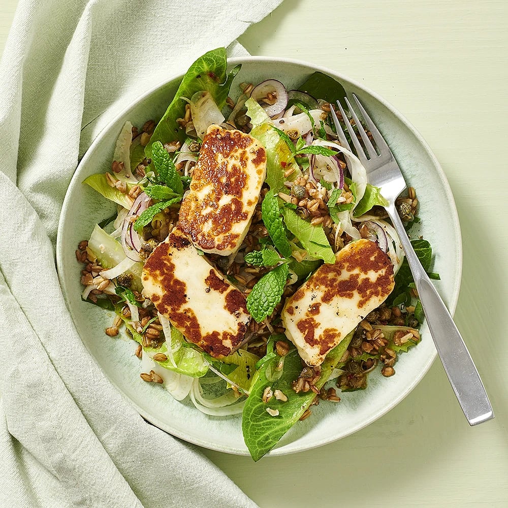 Grillad halloumi med mynta och fänkål | Recept ICA.se