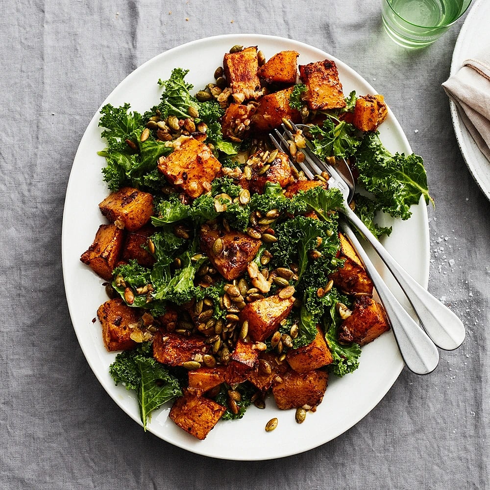 Kryddig bakad pumpa med grönkål | Recept ICA.se