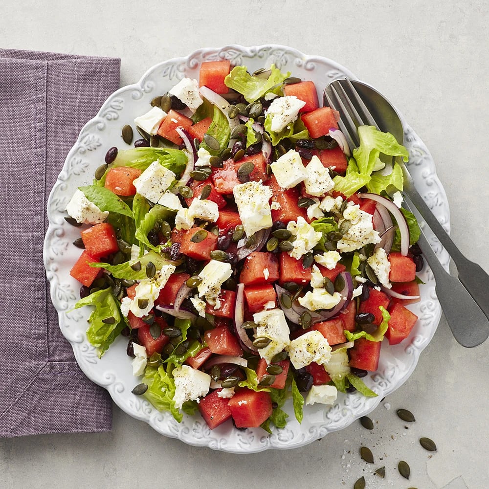 Matig sallad med melon, fetaost och bönor | Recept ICA.se