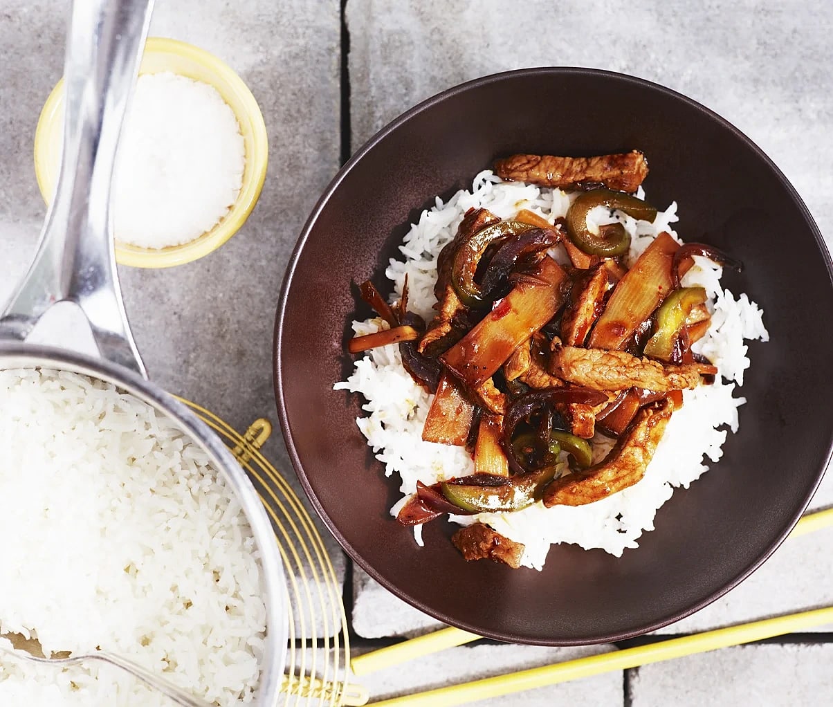 Fläskwok med bambuskott och ris | Recept ICA.se