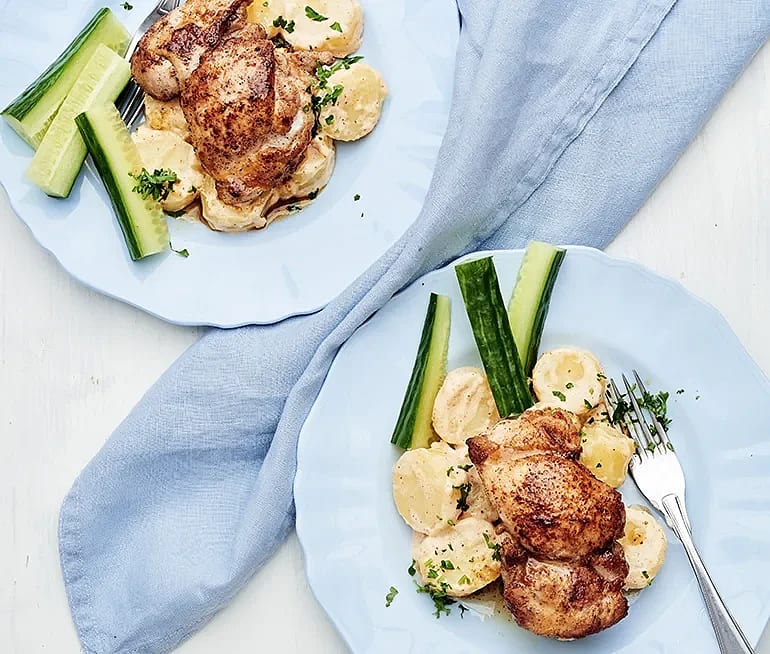 Kycklinglårfilé med krämig tacopotatis | Recept ICA.se