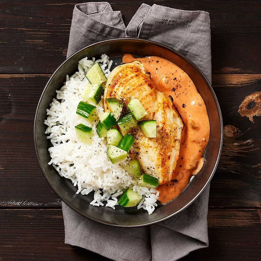 Kycklingfilé med krämig tacosås och ris | Recept ICA.se