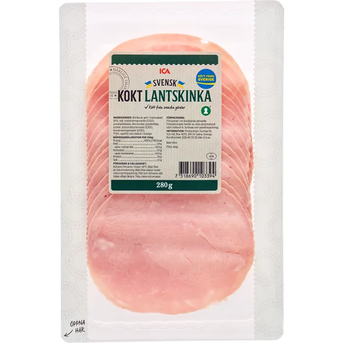 Skinka Kokt 280g ICA | Handla mat online från din lokala ICA-butik