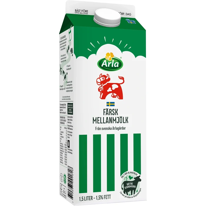 Färsk mellanmjölk 1,5% 1,5l Arla Ko® | Handla mat online från din ...