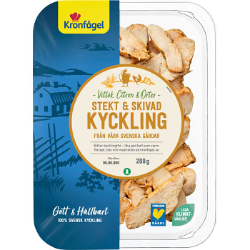Kyckling stekt och skivad med vitlök citron och örter 200g Kronfågel ...