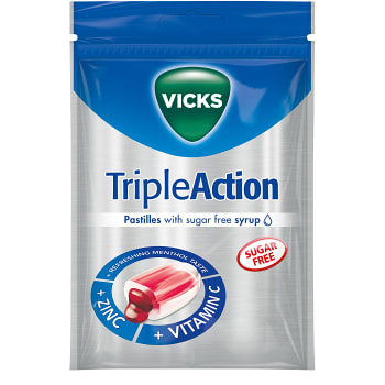 Halstablett Triple Action Sockerfri 72g Vicks | Handla mat online från ...