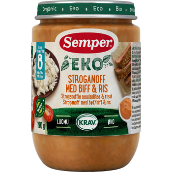 Ris med biff stroganoff Från 8m 190g KRAV Semper | Handla mat online ...