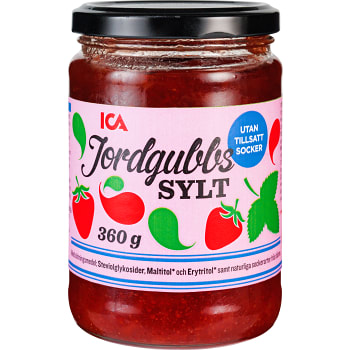 Jordgubbssylt utan tillsatt socker 360g ICA | Handla mat online från ...