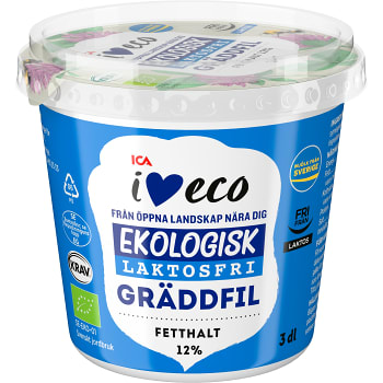 Gräddfil 12% Laktosfri 3dl KRAV ICA I love eco | Handla mat online från ...