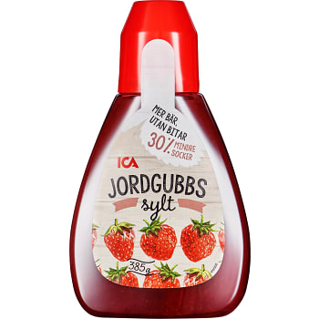 Jordgubbssylt Mindre socker Klämflaska 385g ICA | Handla mat online ...