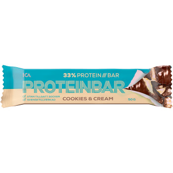 Proteinbar Cookies & Cream 50g ICA | Handla mat online från din lokala ...