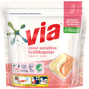 Tvättkapslar Color Sensitive Parfymfri 14-p Via | Handla mat online ...