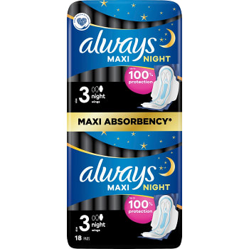 Bindor Maxi Night Pads 18-p Always | Handla mat online från din lokala ...