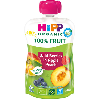 Smoothie Äpple persika & blåbär 6m Ekologisk 100g HiPP | Handla mat ...