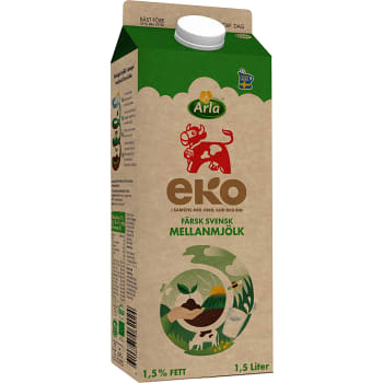 Mellanmjölk 1,5% Ekologisk 1,5l Arla Ko® | Handla mat online från din ...