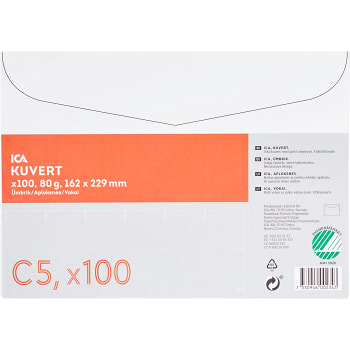 Kuvert Vit C5 100-p ICA Home | Handla mat online från din lokala ICA-butik