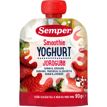 Smoothie yoghurt Banan & jordgubb Från 6m 90g Semper | Handla mat ...