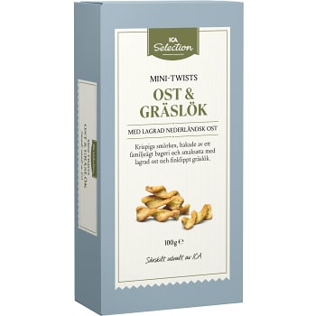 Kex Mini twist ost & gräslök 100g ICA Selection | Handla mat online ...