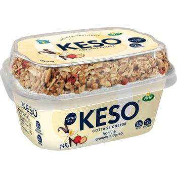 Cottage Cheese Vanilj Granola Jordgubb Laktosfri 145g KESO® | Handla ...