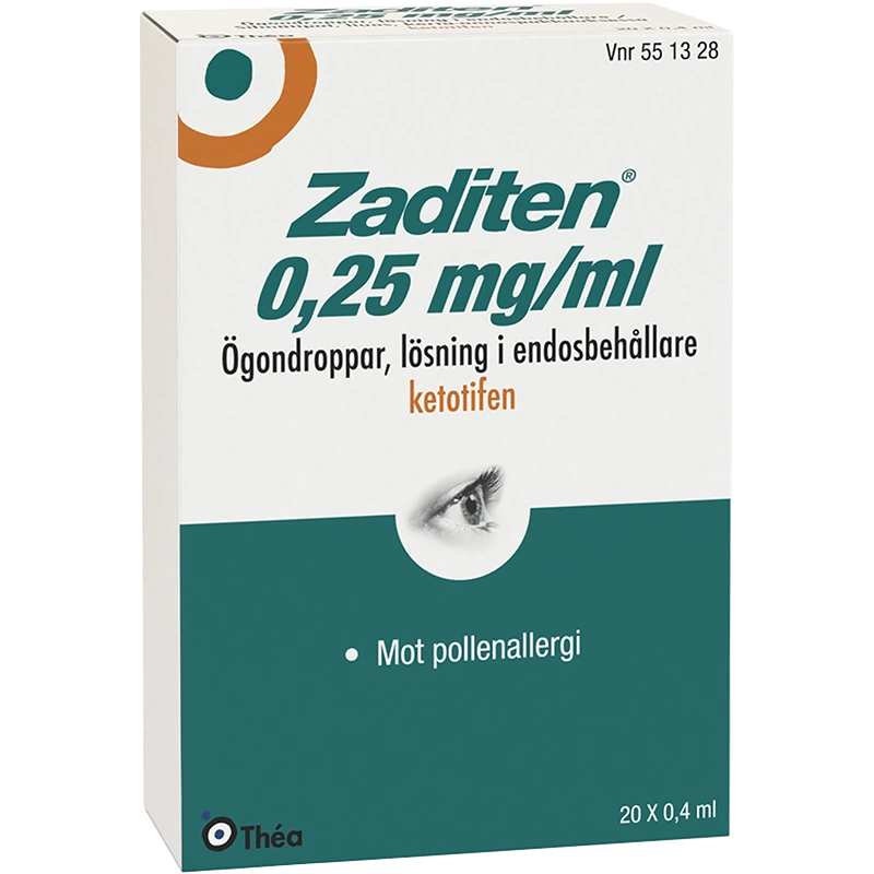 Zaditen ögondroppar i endosbehållare 0,25 mg/ml 20x0,4 ml | Apotek Hjärtat