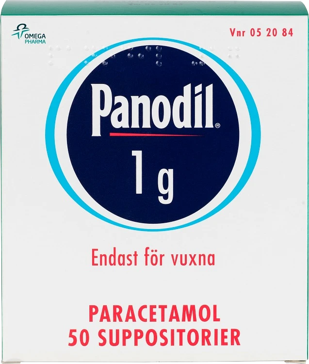 Panodil® Suppositorium 1g Strip, 50suppositorier | Apotek Hjärtat