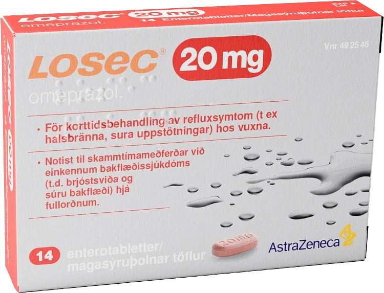 Losec enterotablett 20 mg 14 st | Apotek Hjärtat