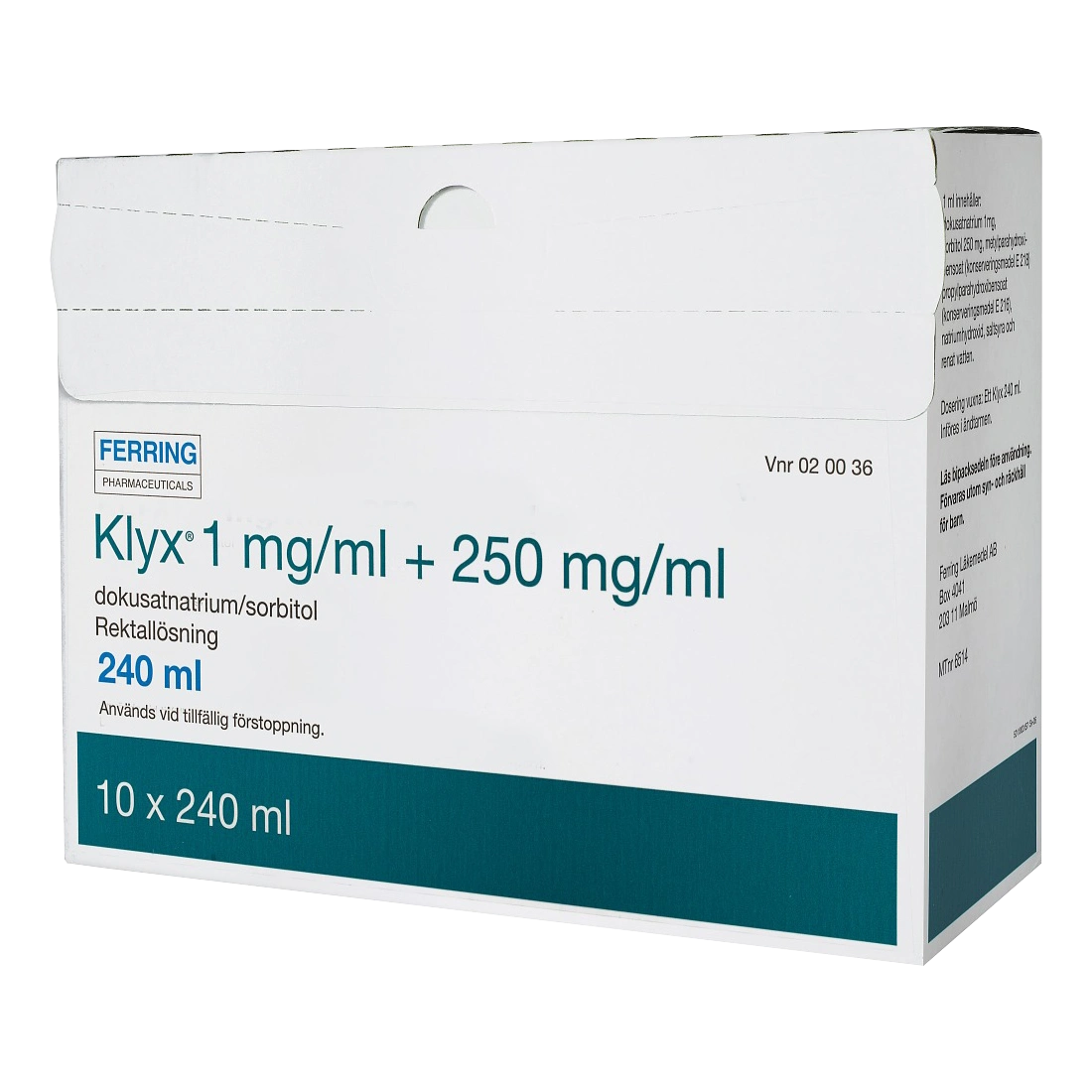 Klyx rektallösning 1 mg/ml + 250 mg/ml 10 x 240 ml | Apotek Hjärtat