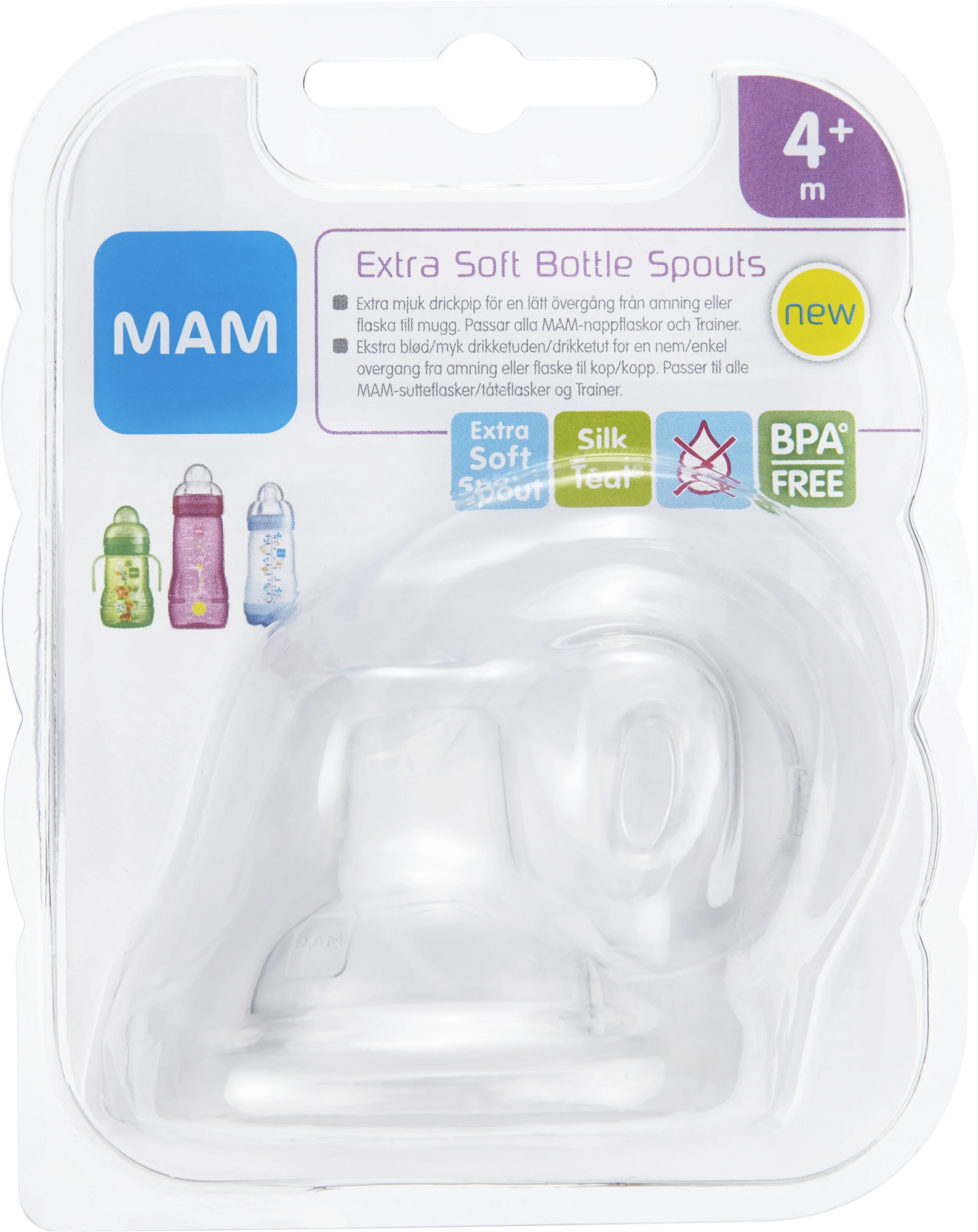 MAM Extra Soft Drickpip 4 mån+ 2-pack | Apotek Hjärtat