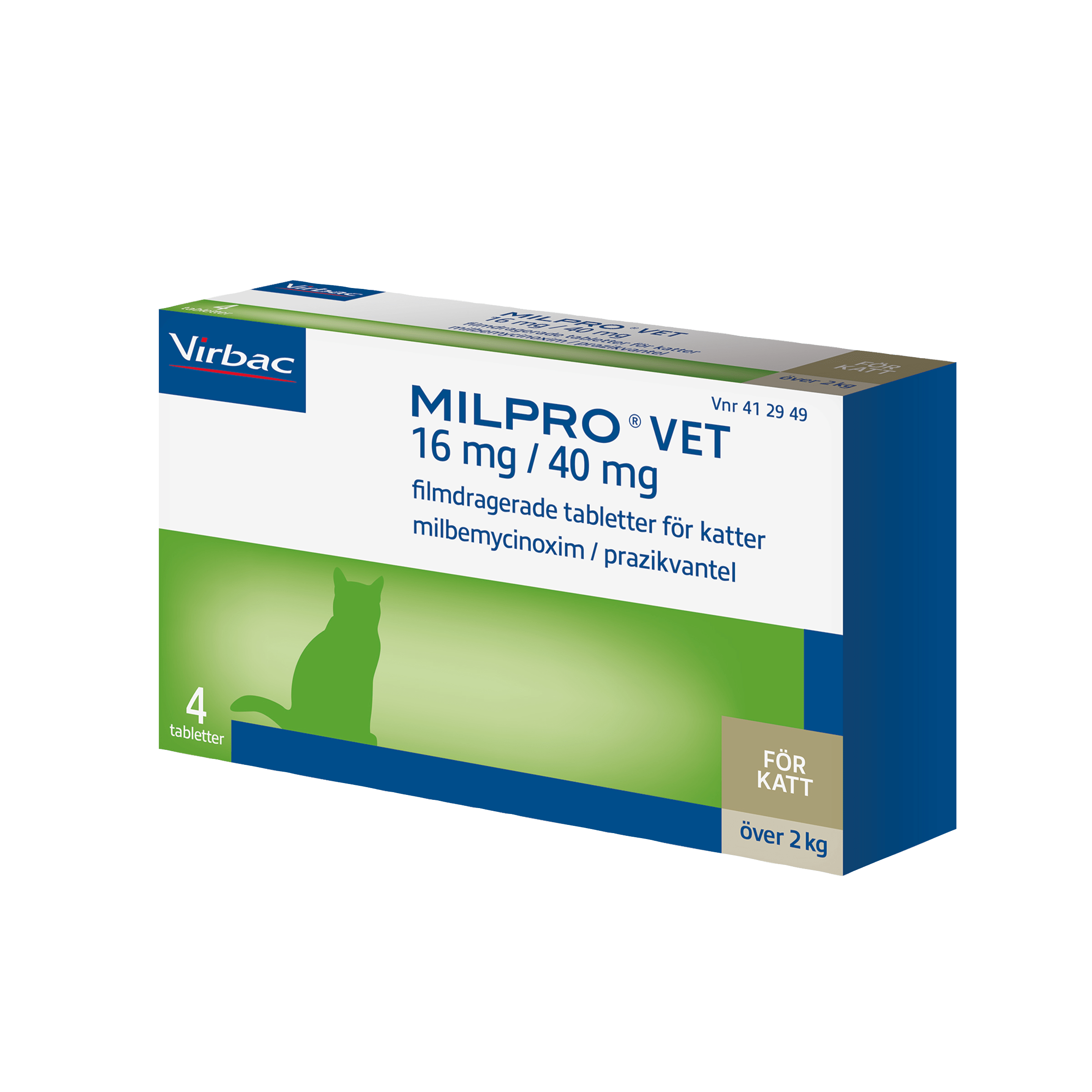 Milpro vet tabletter för katter (>2 kg) 4 tabletter | Apotek Hjärtat