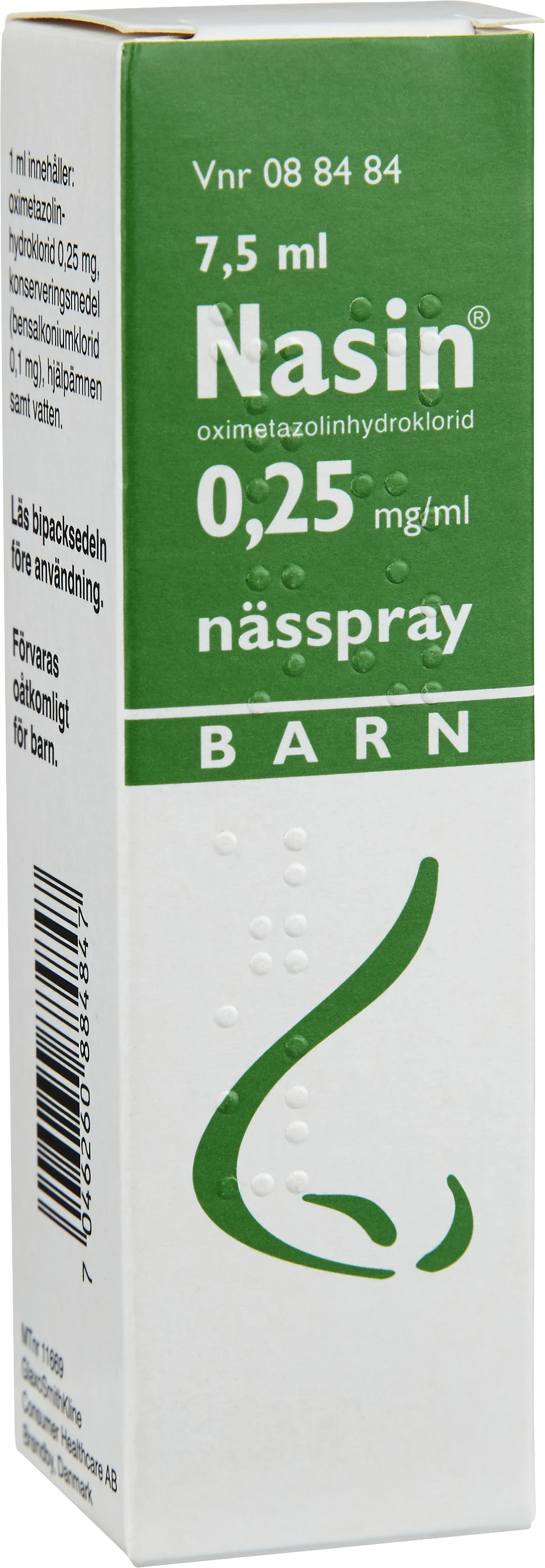 Nasin nässpray 0,25 mg/ml 7,5 ml | Apotek Hjärtat