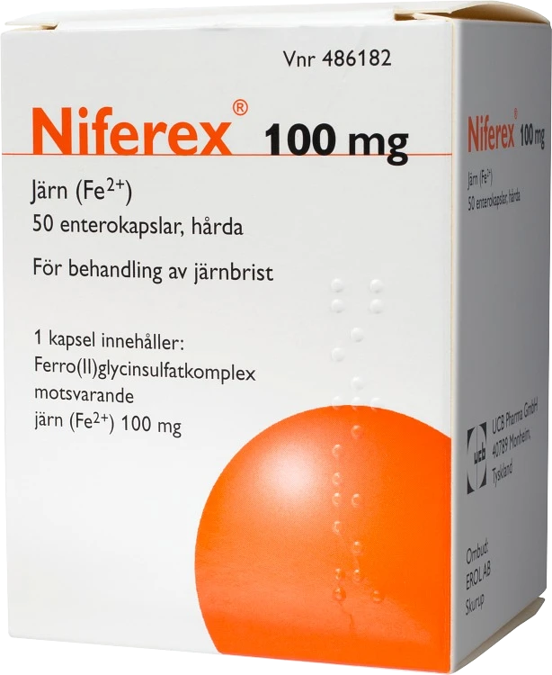 Niferex kapsel 100 mg 50 st | Apotek Hjärtat