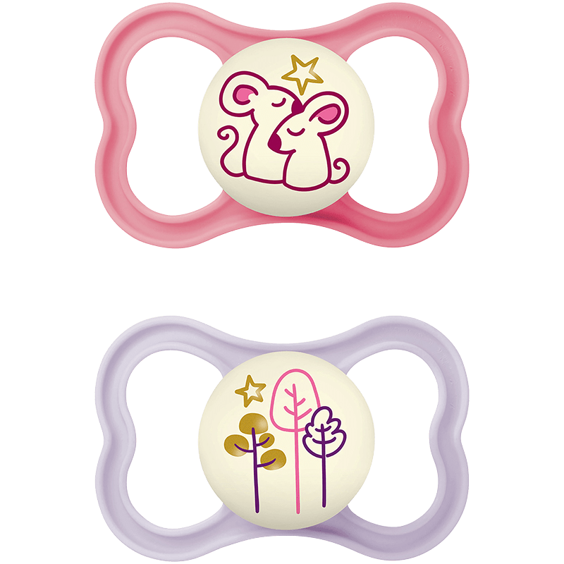 MAM Air Night Napp Silicone 6-16 mån 2-pack Rosa | Apotek Hjärtat