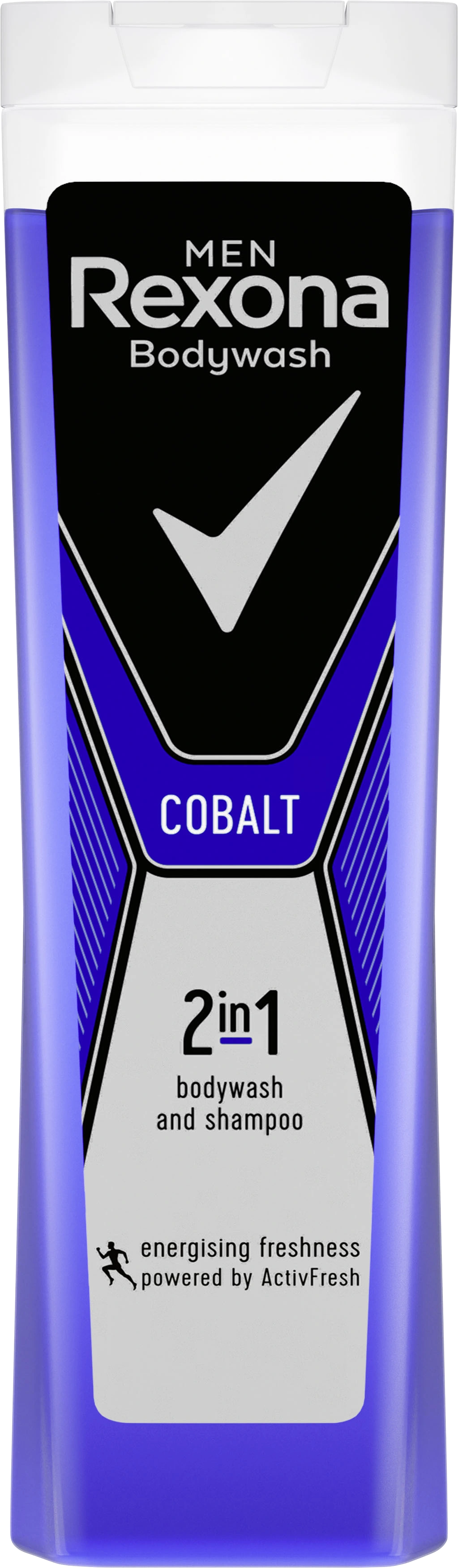 Rexona 2 in 1 Body wash and shampoo Cobalt for Men 225 ml | Apotek Hjärtat