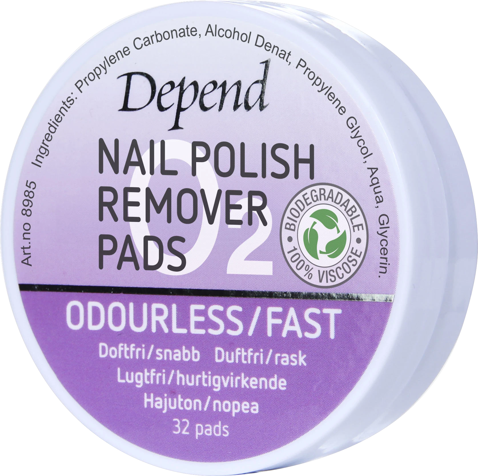 Depend O2 Nail Polish Remover Pads 32 st | Apotek Hjärtat