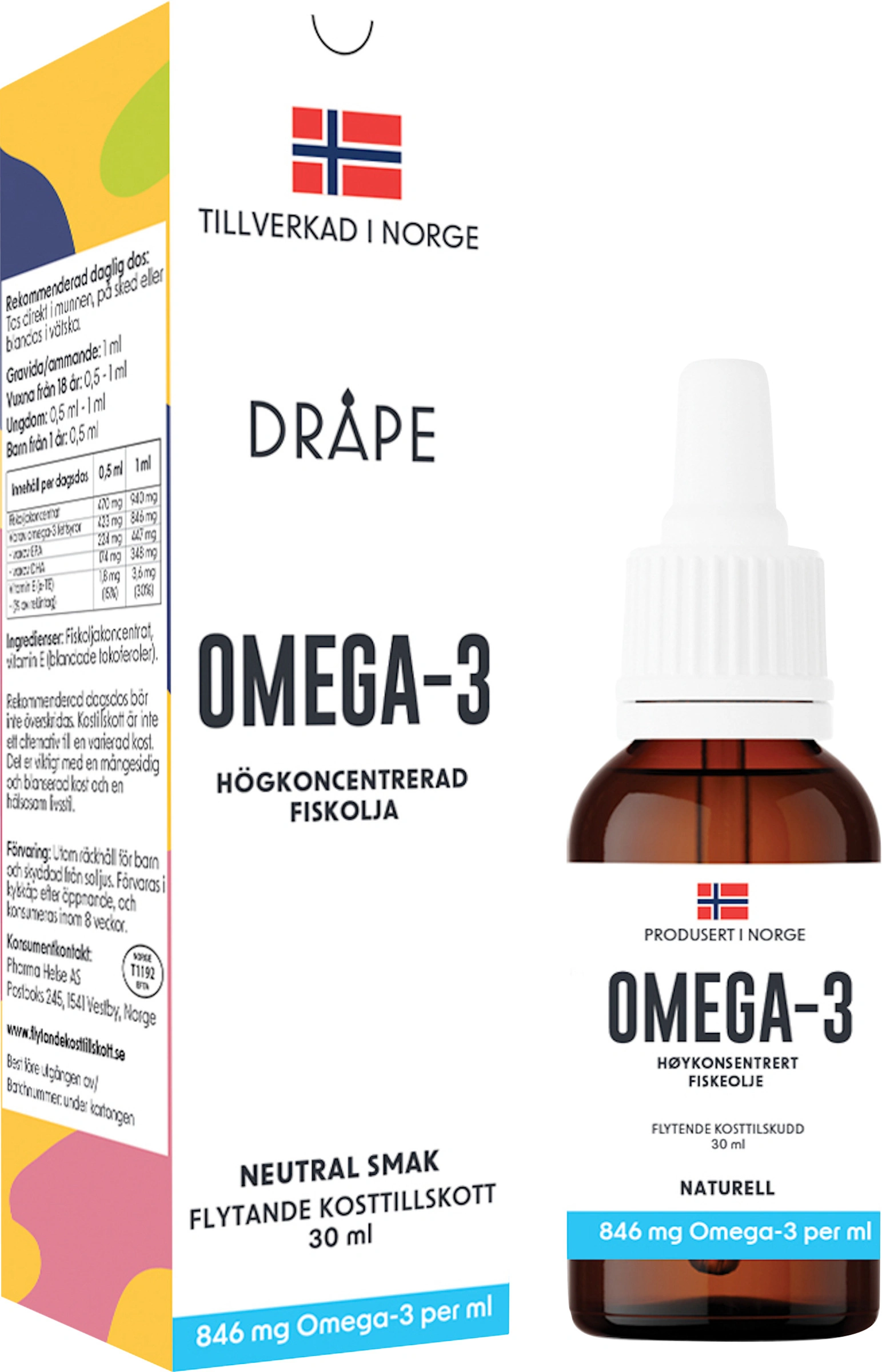 Dråpe Flytande Omega-3 Droppar Neutral 30 ml | Apotek Hjärtat