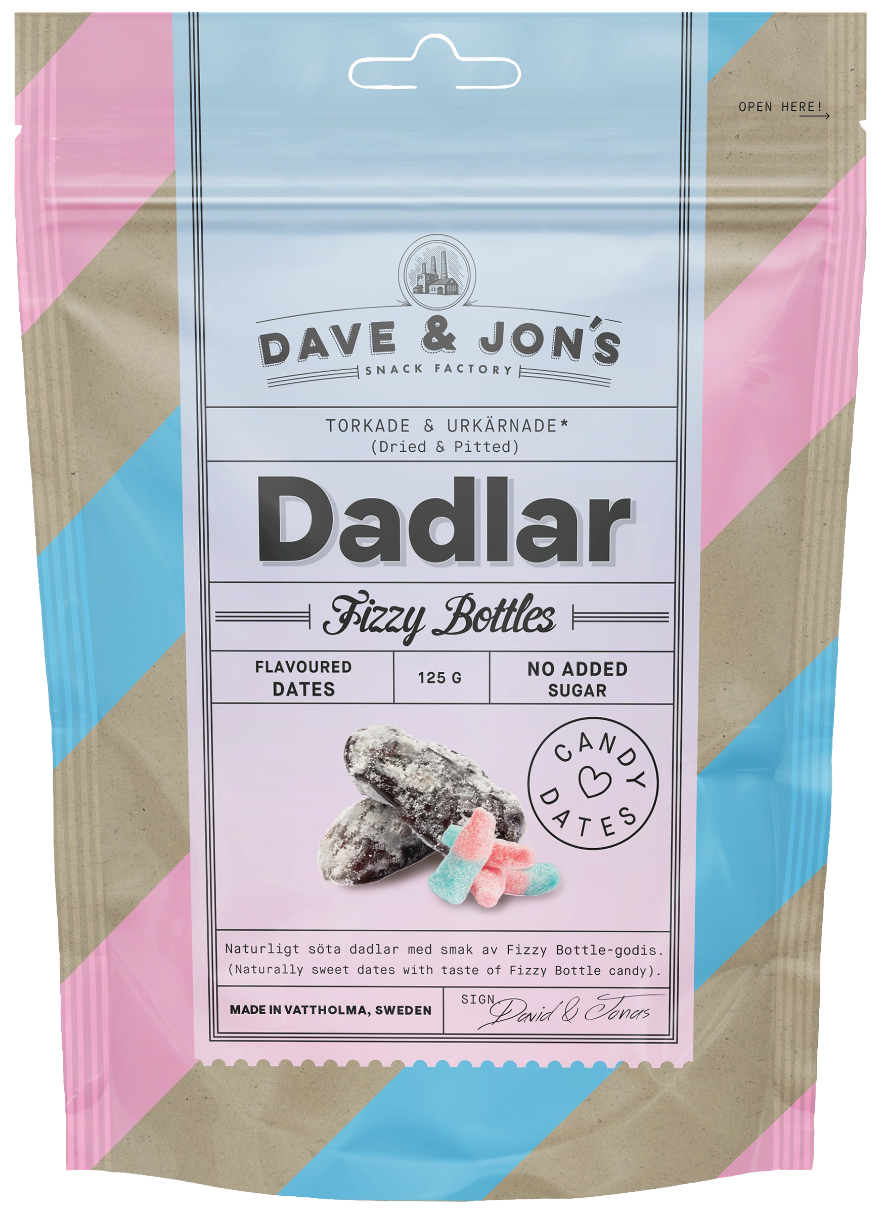 Dave & Jon's Dadlar Fizzy Bottle 125g | Apotek Hjärtat