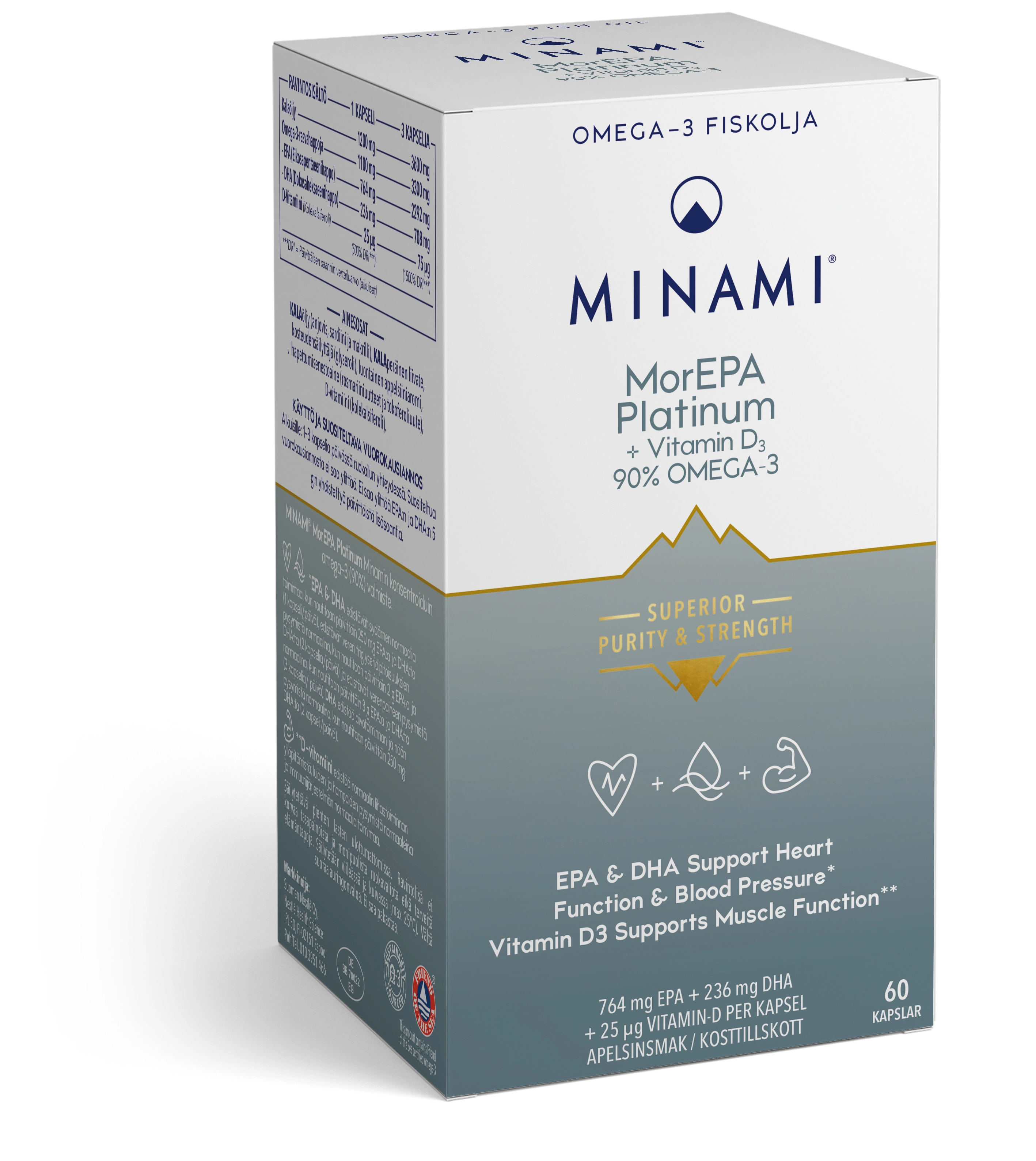 Minami MorEPA Platinum 90% Omega-3 med D-vitamin 60 st | Apotek Hjärtat