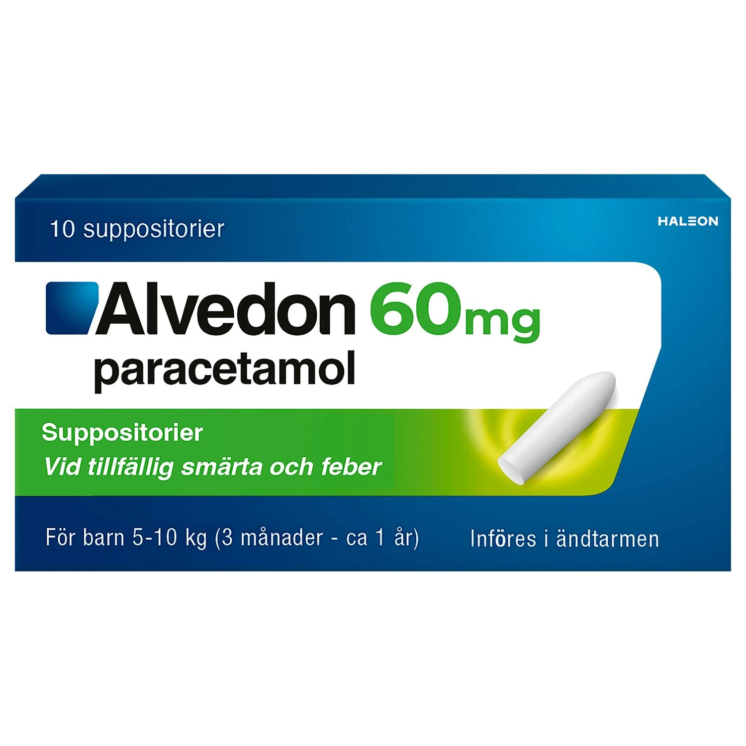 Alvedon suppositorium 60 mg 10 st | Apotek Hjärtat