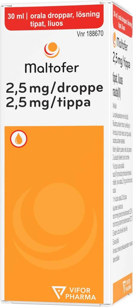 Maltofer Orala droppar, lösning 2,5mg/droppe, 30ml | Apotek Hjärtat