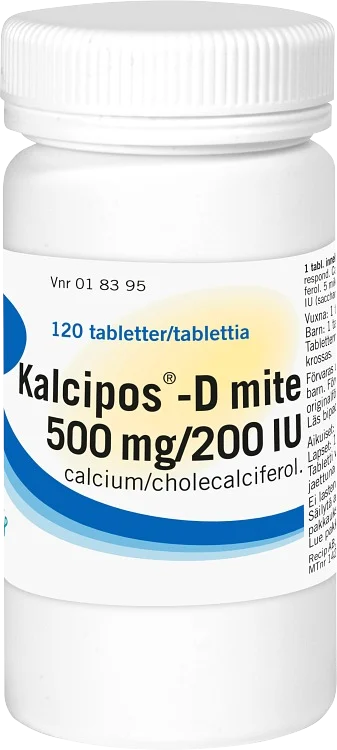 Kalcipos-D mite filmdragerad tablett 500 mg/200 IE 120 st | Apotek Hjärtat