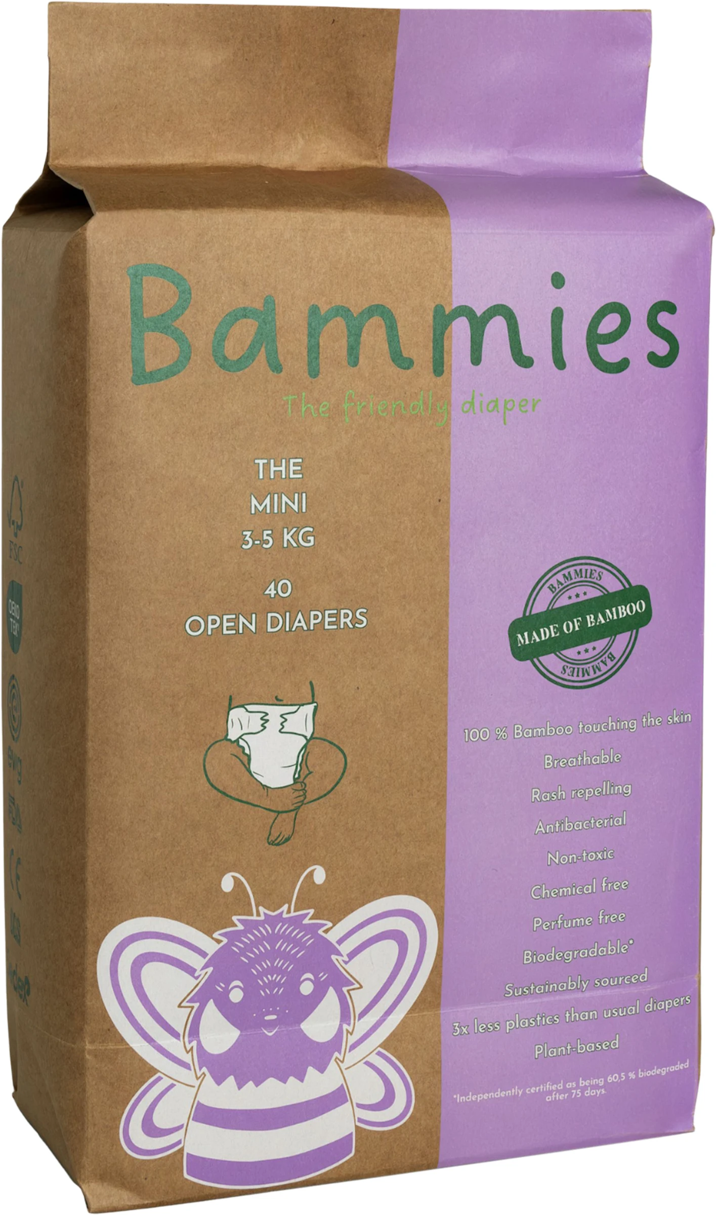 Bammies Bambublöjor The Mini 3-5 kg 40 st | Apotek Hjärtat