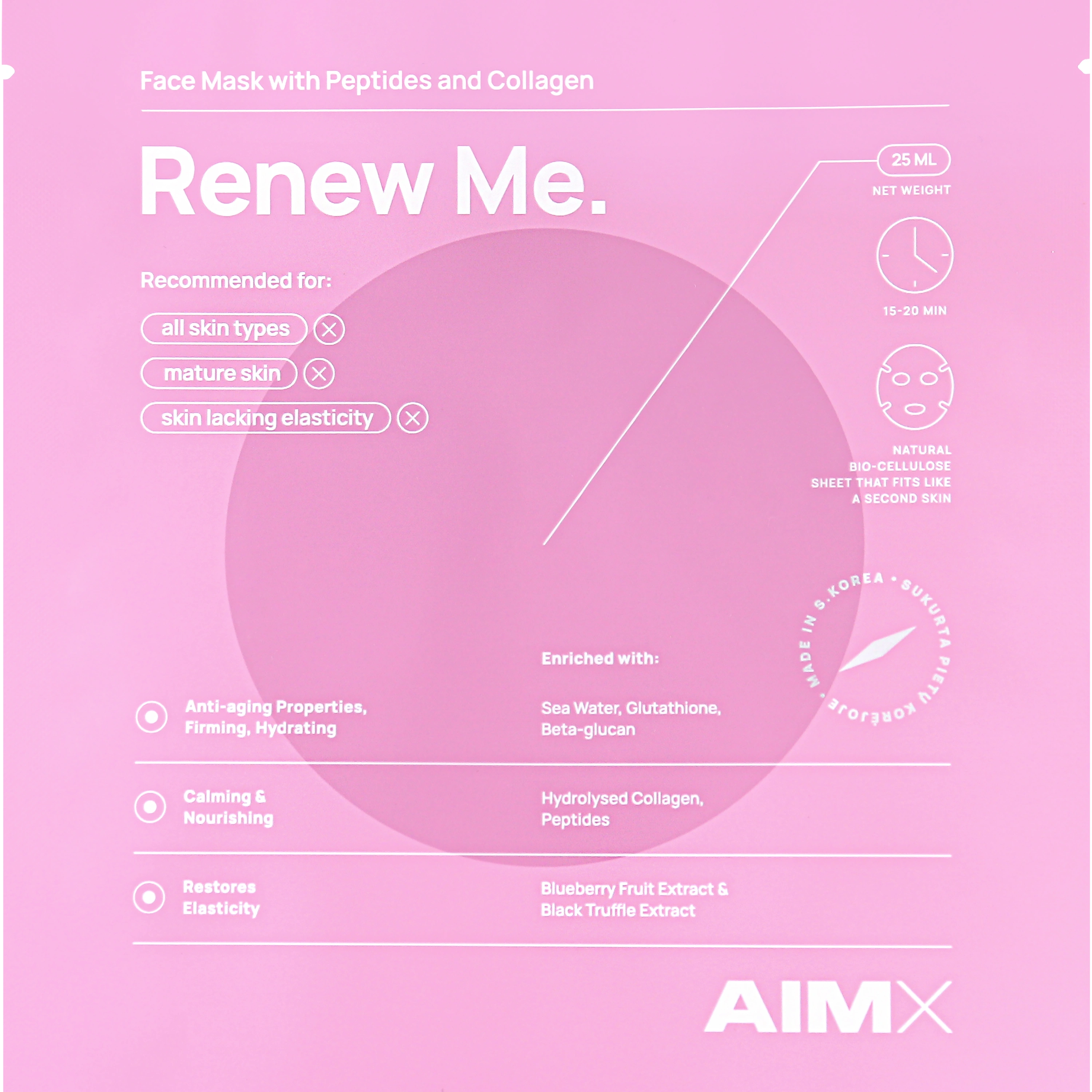 AIMX Renew Me Face Mask With Peptides And Collagen 25 ml | Apotek Hjärtat