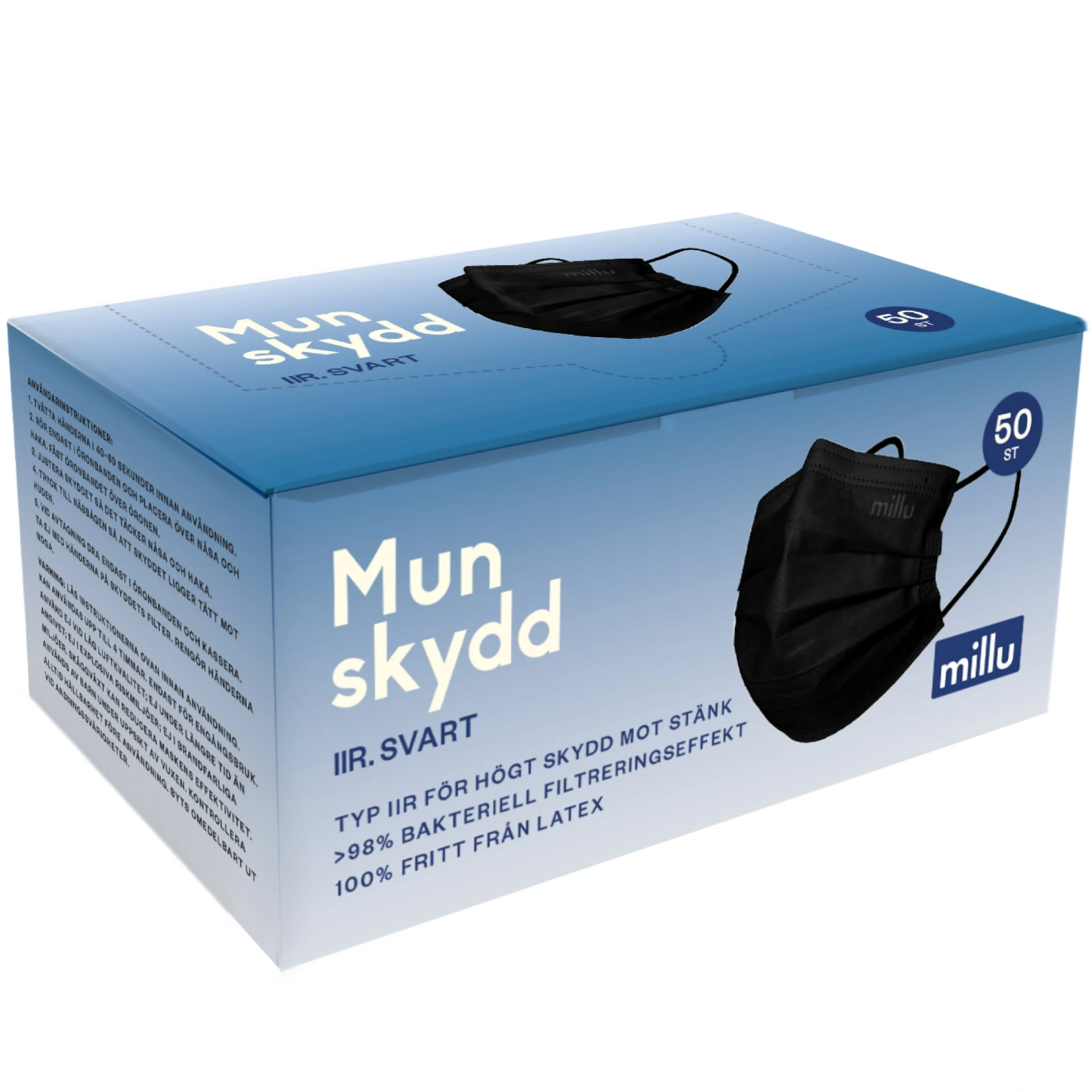 Millu Munskydd IIR 50 st Svart | Apotek Hjärtat